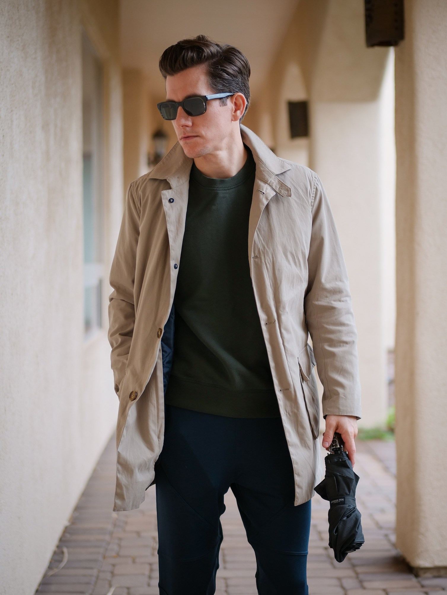 Tan Raincoat With Joggers - The Modest Man